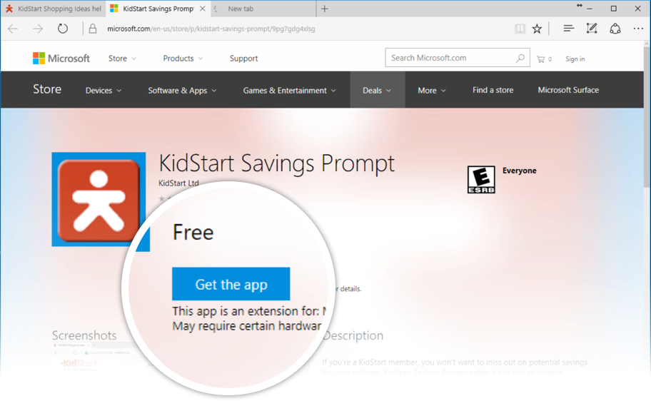 How to install the KidStart Savings prompt in Edge